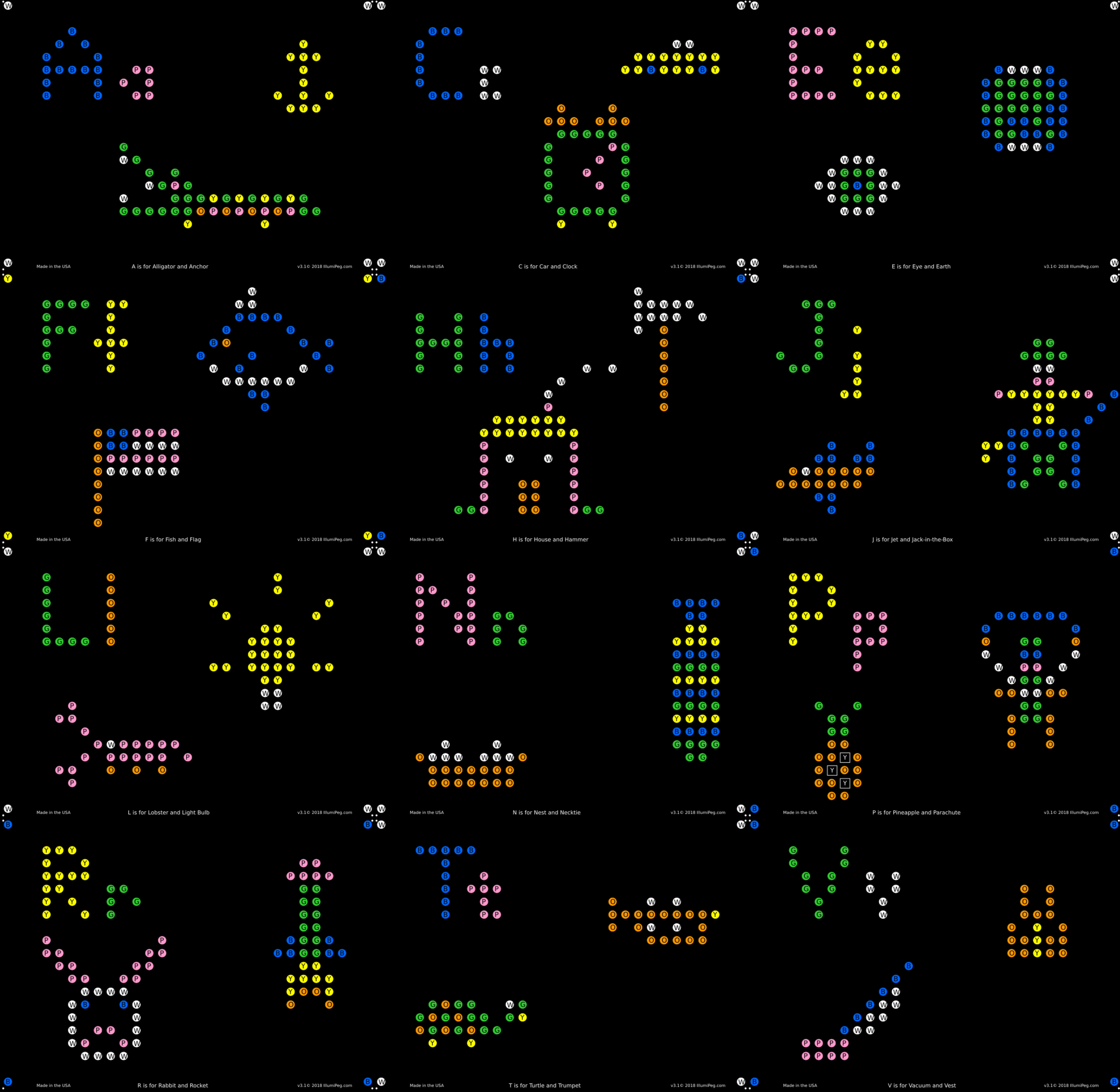 Alphabet Lite Brite Refills| Magic Screen Refill Sheets — IllumiPeg